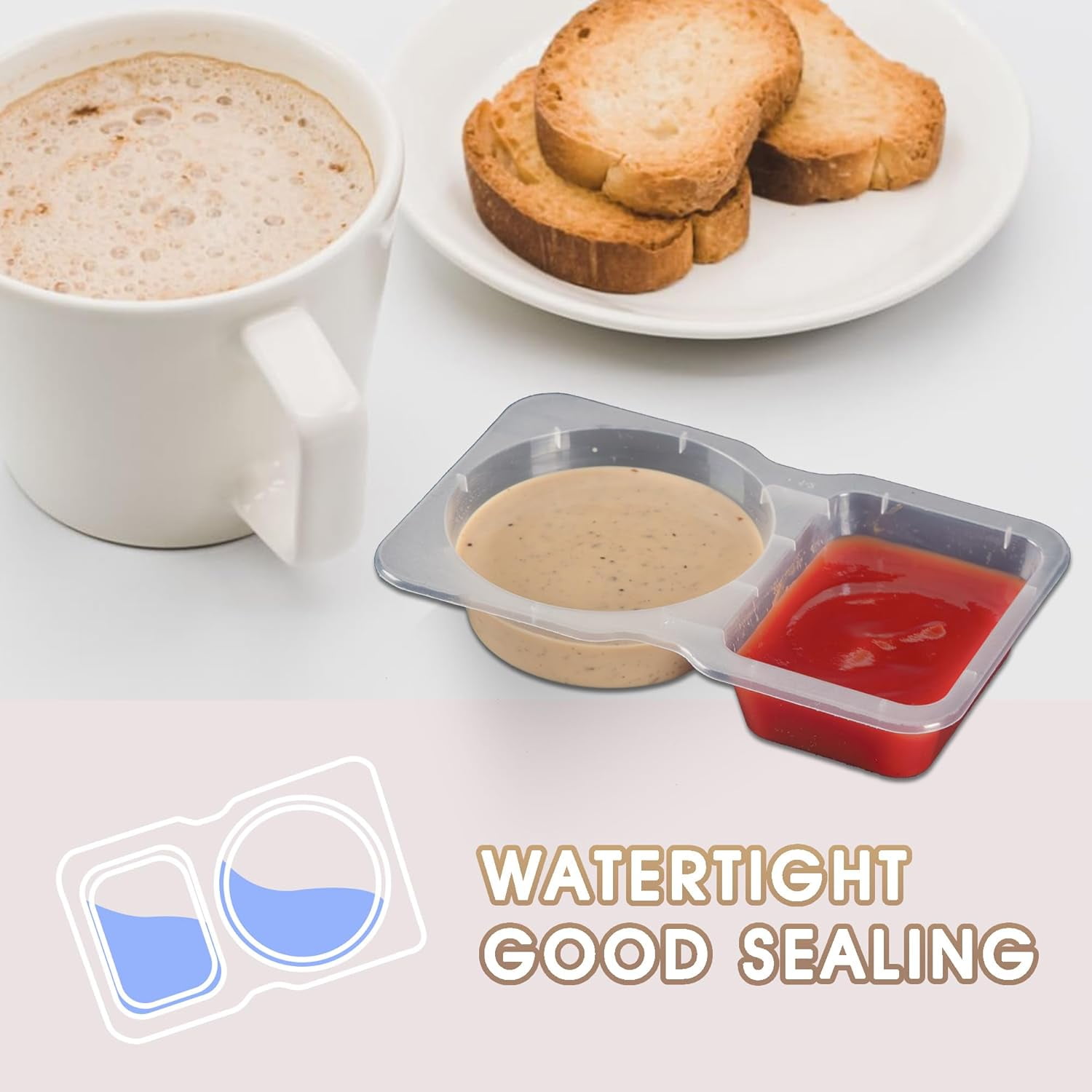 40 Sets Condiment Container with Lid, Disposable Double Compartment ...