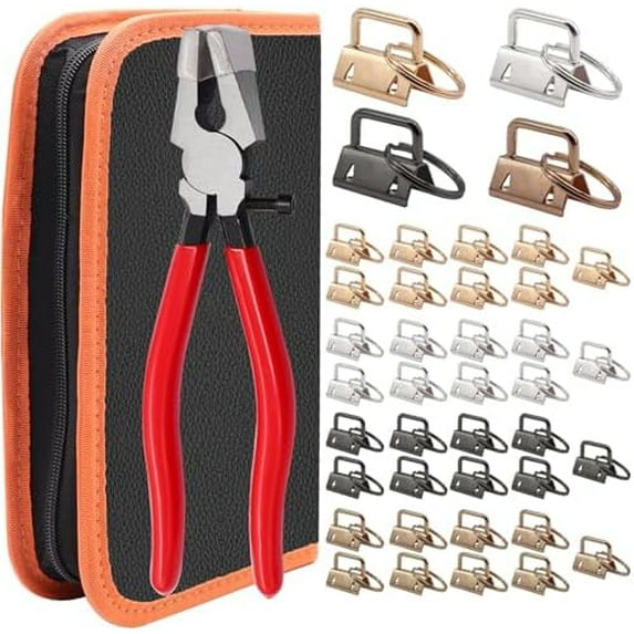 40 Sets Key Fob Hardware with Key Fob Plier Tools Bag, Glass Running ...