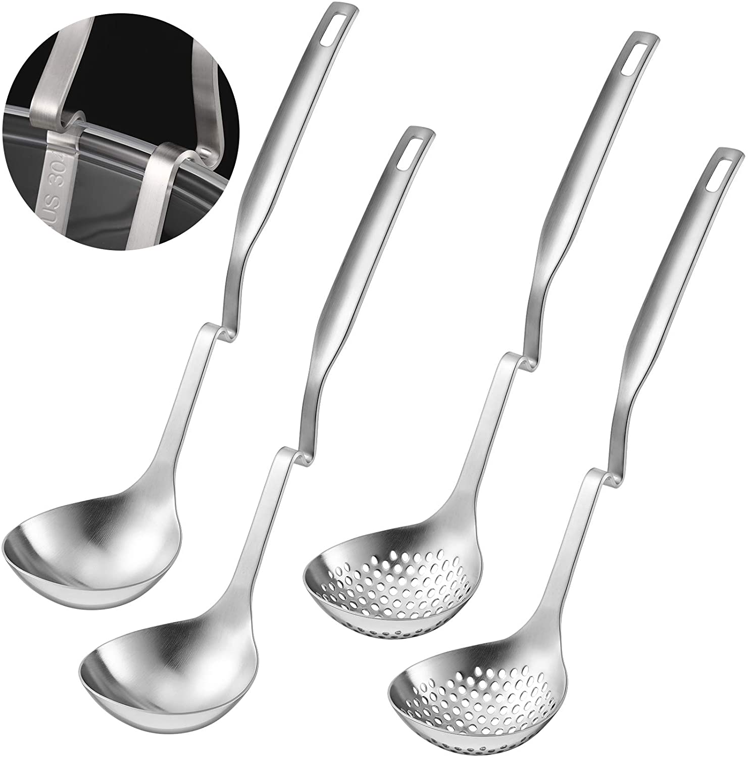 Stainless Steel Hot Pot Strainer Scoops Hotpot Soup Ladle Spoon Set ...