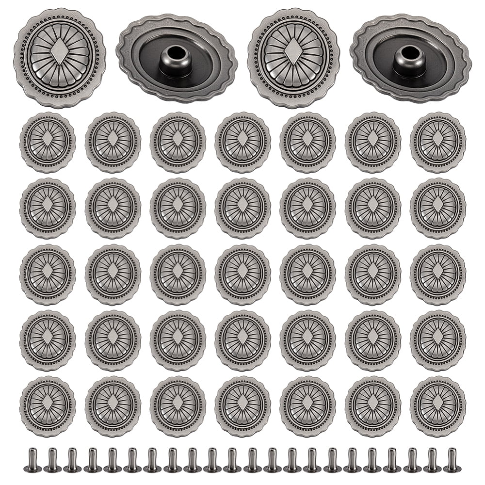 40 Sets Oval Flower Texture Decorative Rivet Vintage Tibetan Rivets ...