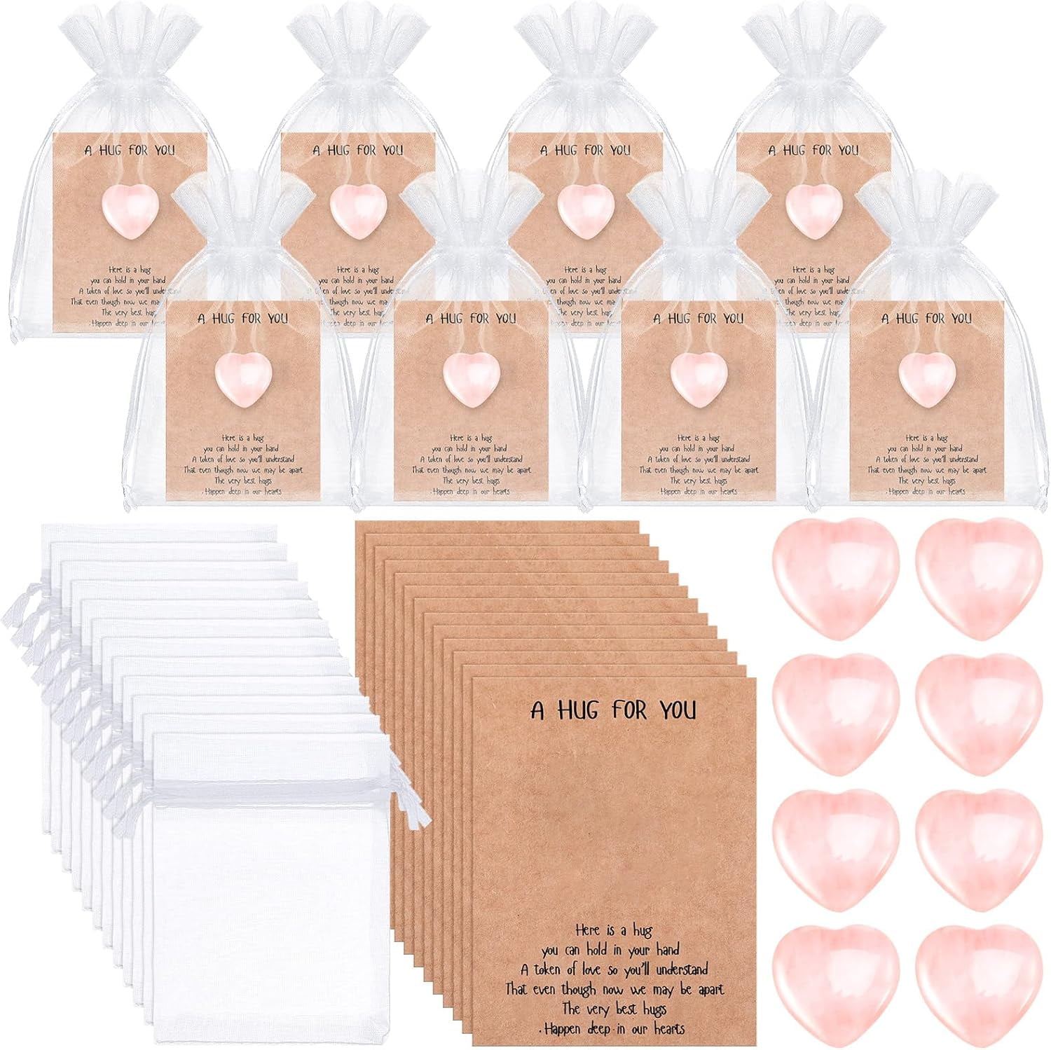 40 Sets Pocket Hug Token Gift Bulk Hug Cards with Heart Shape Natural ...
