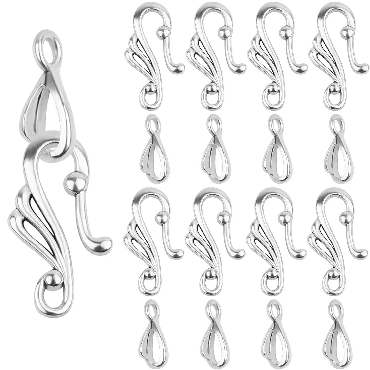 40 Sets S Hook Ring Toggle Clasps Tibetan Style Hook Eye Toggle Cord ...