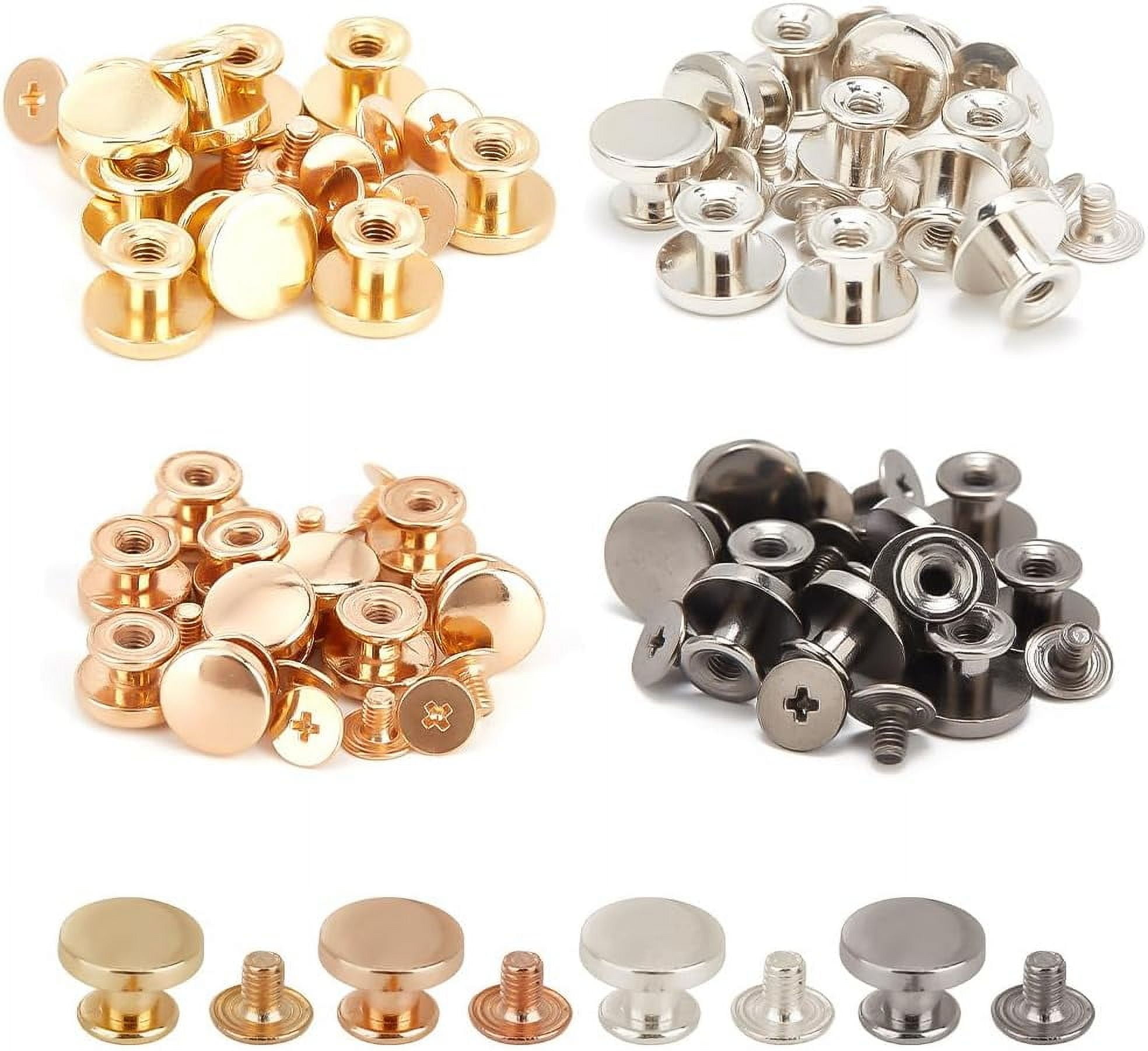 40 Sets Screw Back Rivets 10mm 4 Colors Zinc Alloy Chicago Screws Blank ...