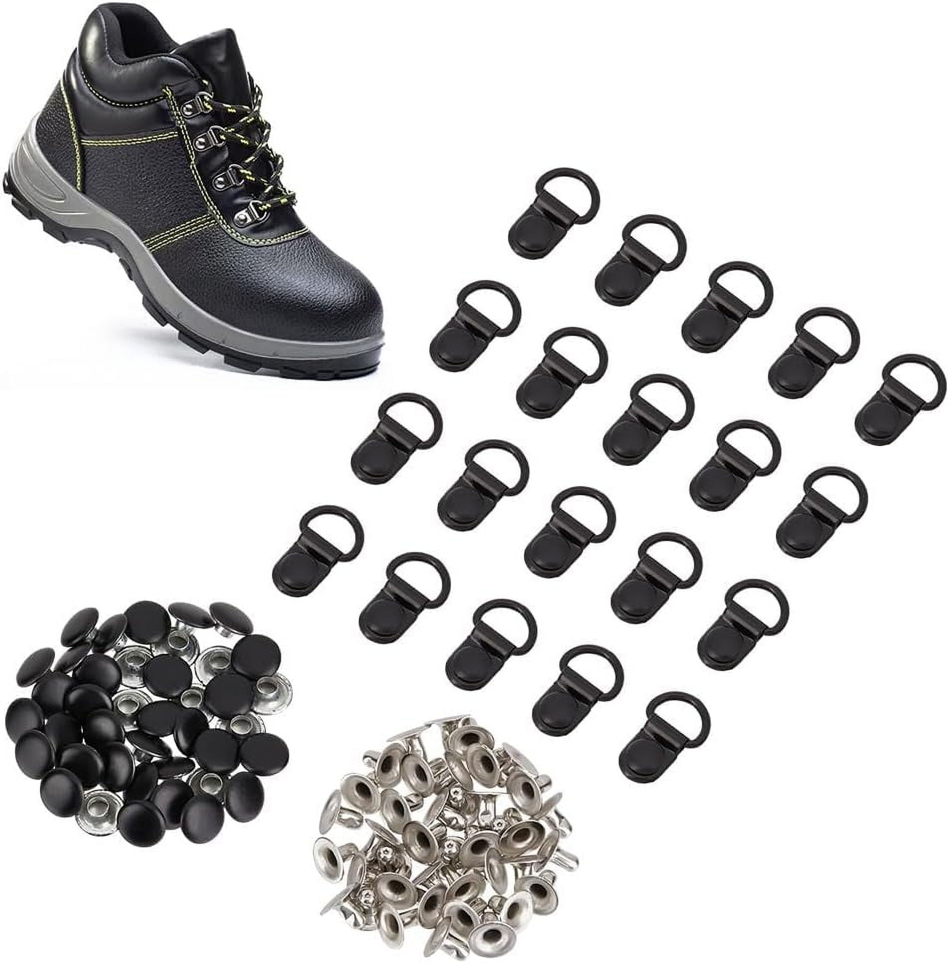 40 Sets Shoes Eyelets Hook Black Metal Shoelace Buckle Loop D-ring with ...