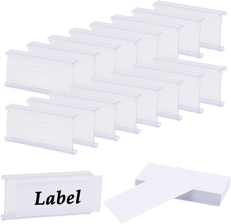 40 Sets Wire Shelf Label Holders with Paper Card 3.65x7.6x1.25cm ...