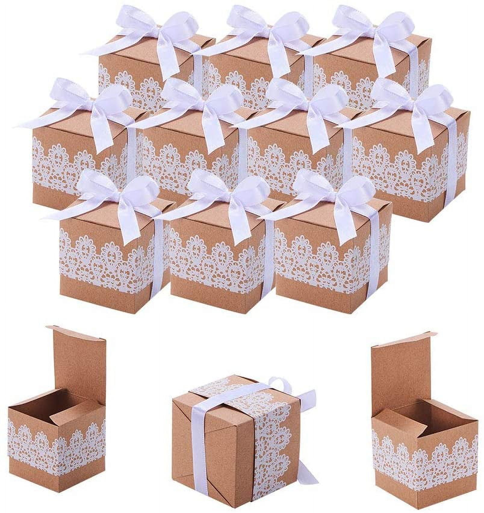 40 Sets of Kraft Paper Candy Box Gift Box with Lace Ribbon for Birthday ...