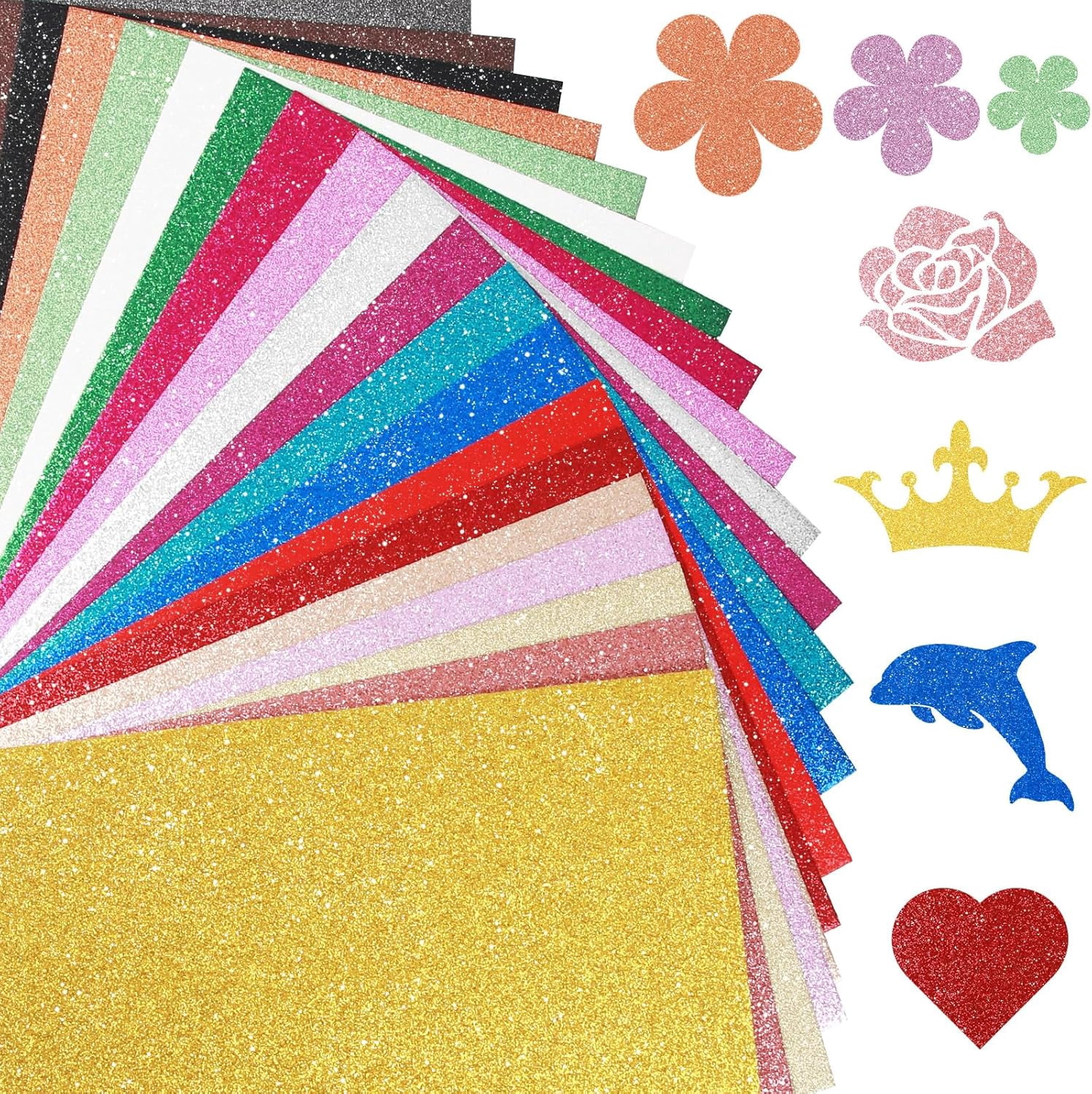 40 Sheets 20 Colors Glitter Cardstock, 250GSM A5 Glitter Paper No-Shed ...