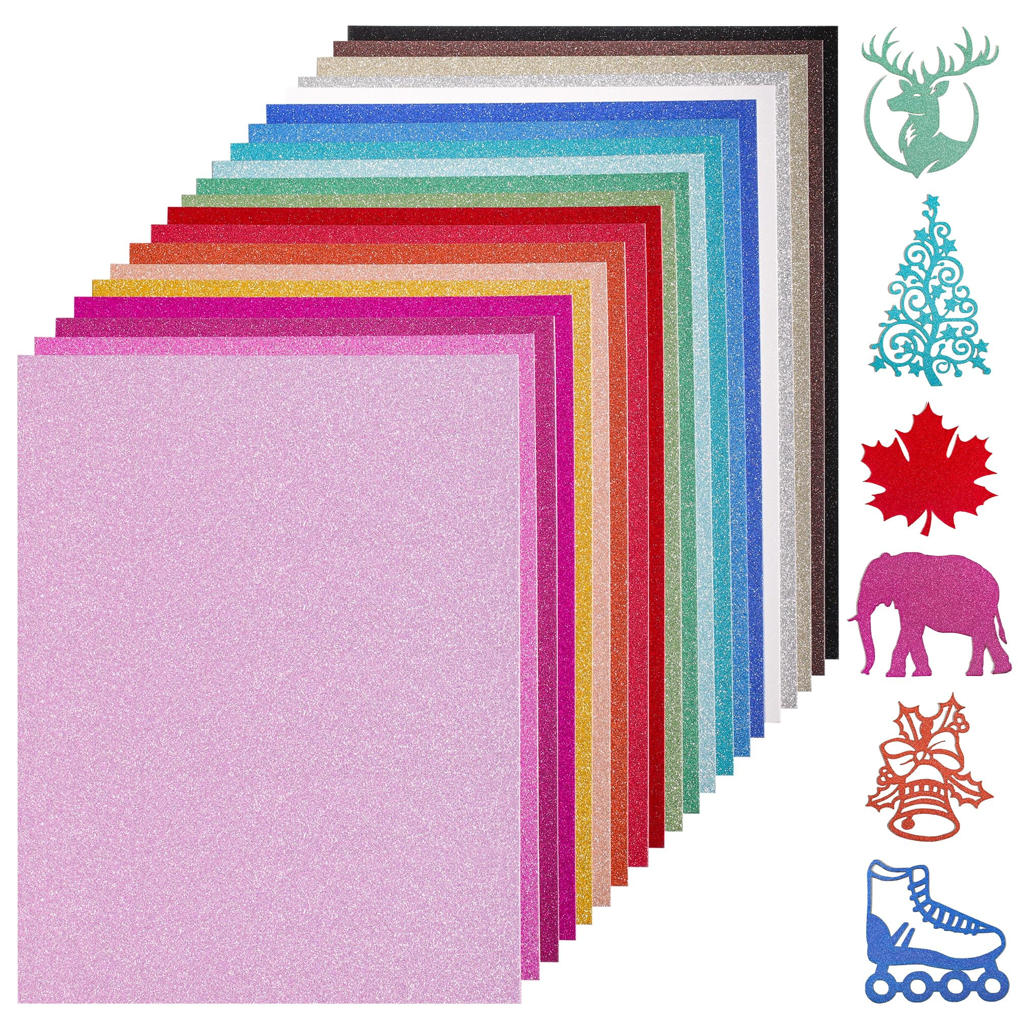 40 Sheets 20 Colors OIF8 Glitter Cardstock Paper - 8.5 Inches 250gsm ...