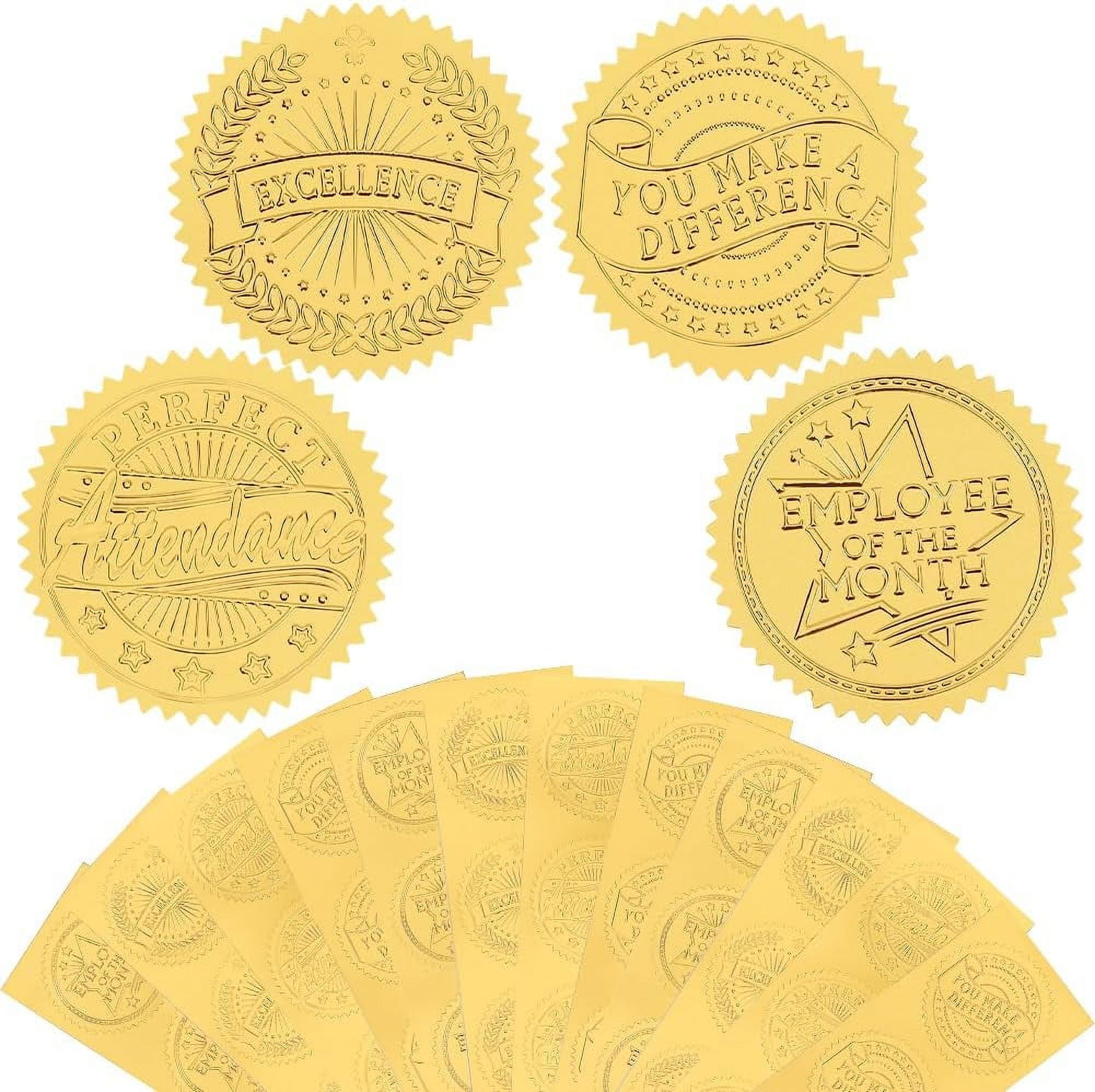40 Sheets 4 Styles Self Adhesive Gold Foil Embossed Stickers Medal ...