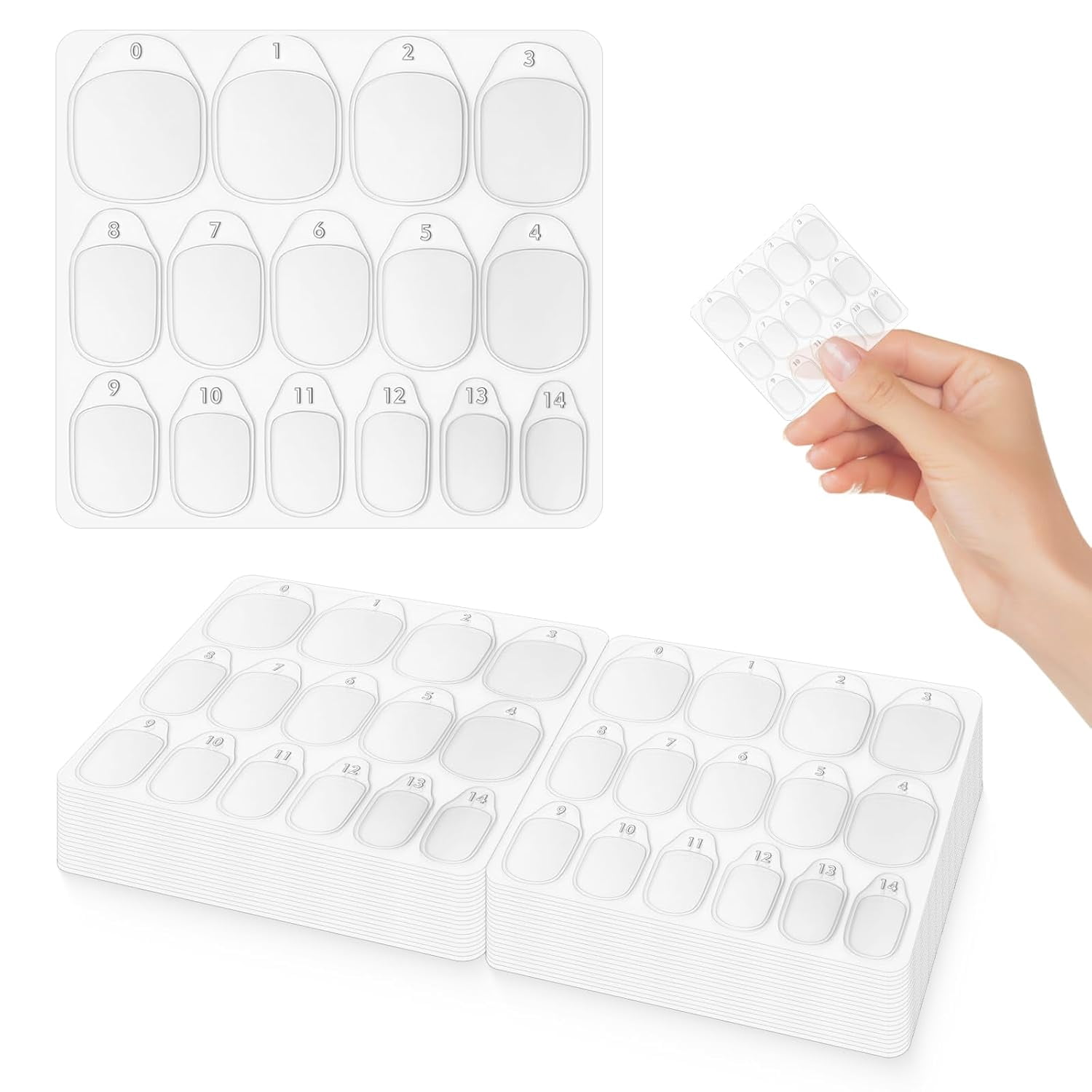 40 Sheets 600 Pcs Nail Sticky Tabs, 15 Sizes Ultra Thin & Waterproof ...
