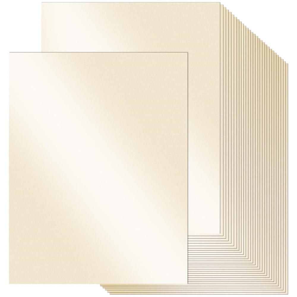 40 Sheets 8.5x11 Inch Thicken Pearlescent Paper,Beige Shimmer Cardstock ...