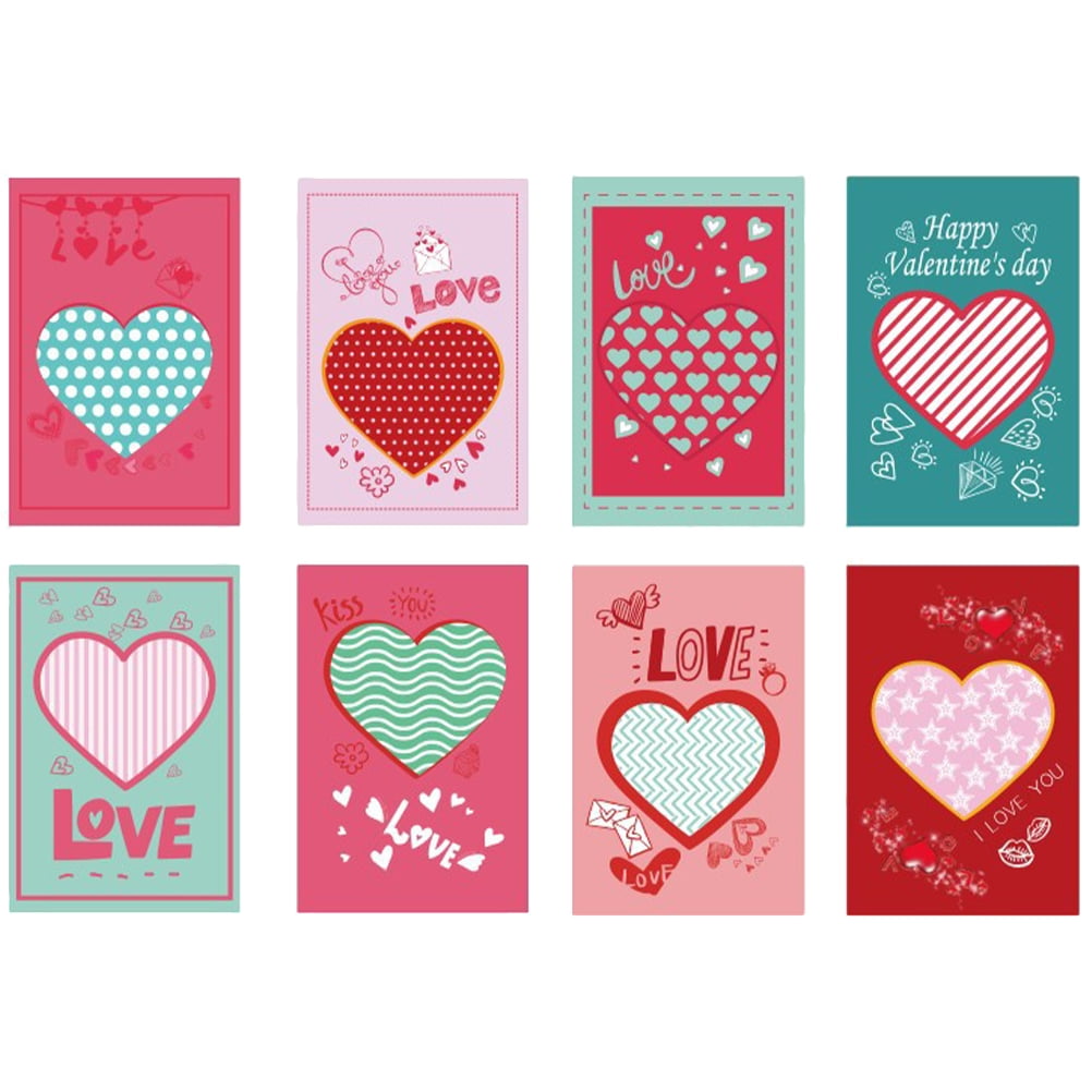 HEMOTON 40 Sheets Heart shaped Valentine's Day Greeting Cards Romantic ...