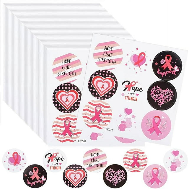 40 Sheets Breast Cancer Stickers Pink Ribbon Stickers Self Adhesive ...