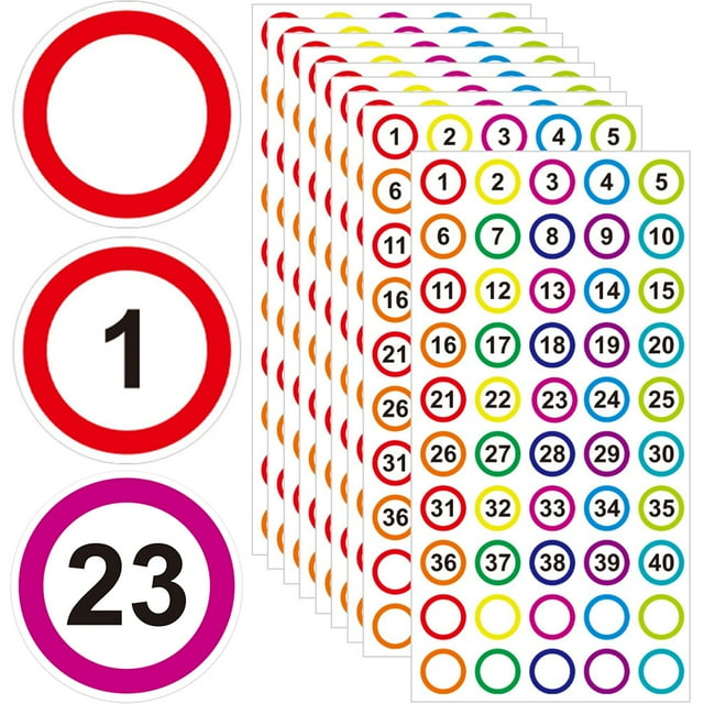 40 Sheets Clear Labels Self-adhesive Number Sticker Organizer Stickers ...