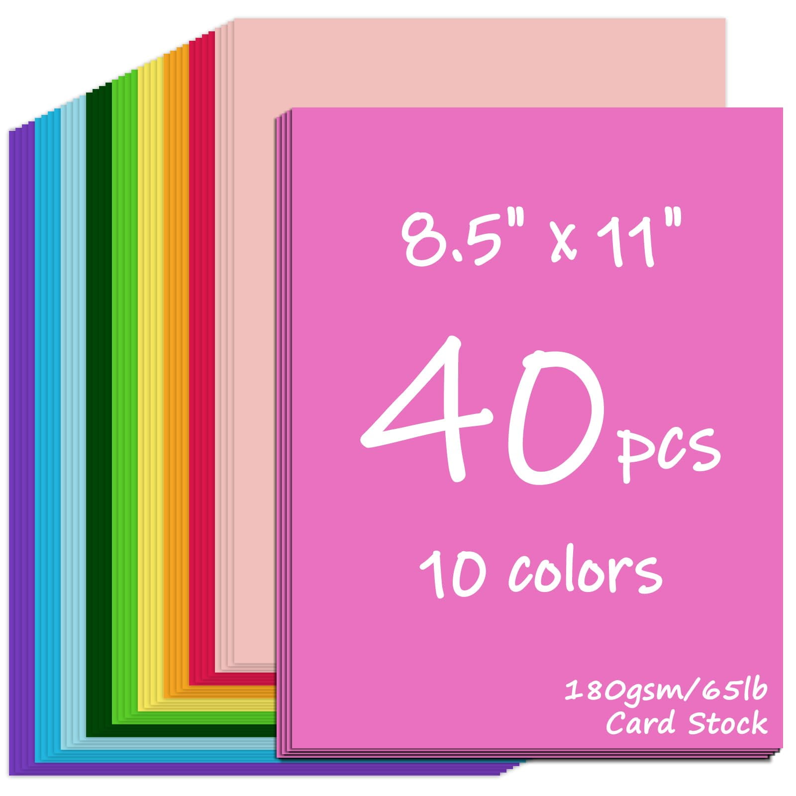 40 Sheets Colored CardStock, MFF30 180gsm/65lb 10 Colors Cardstock ...