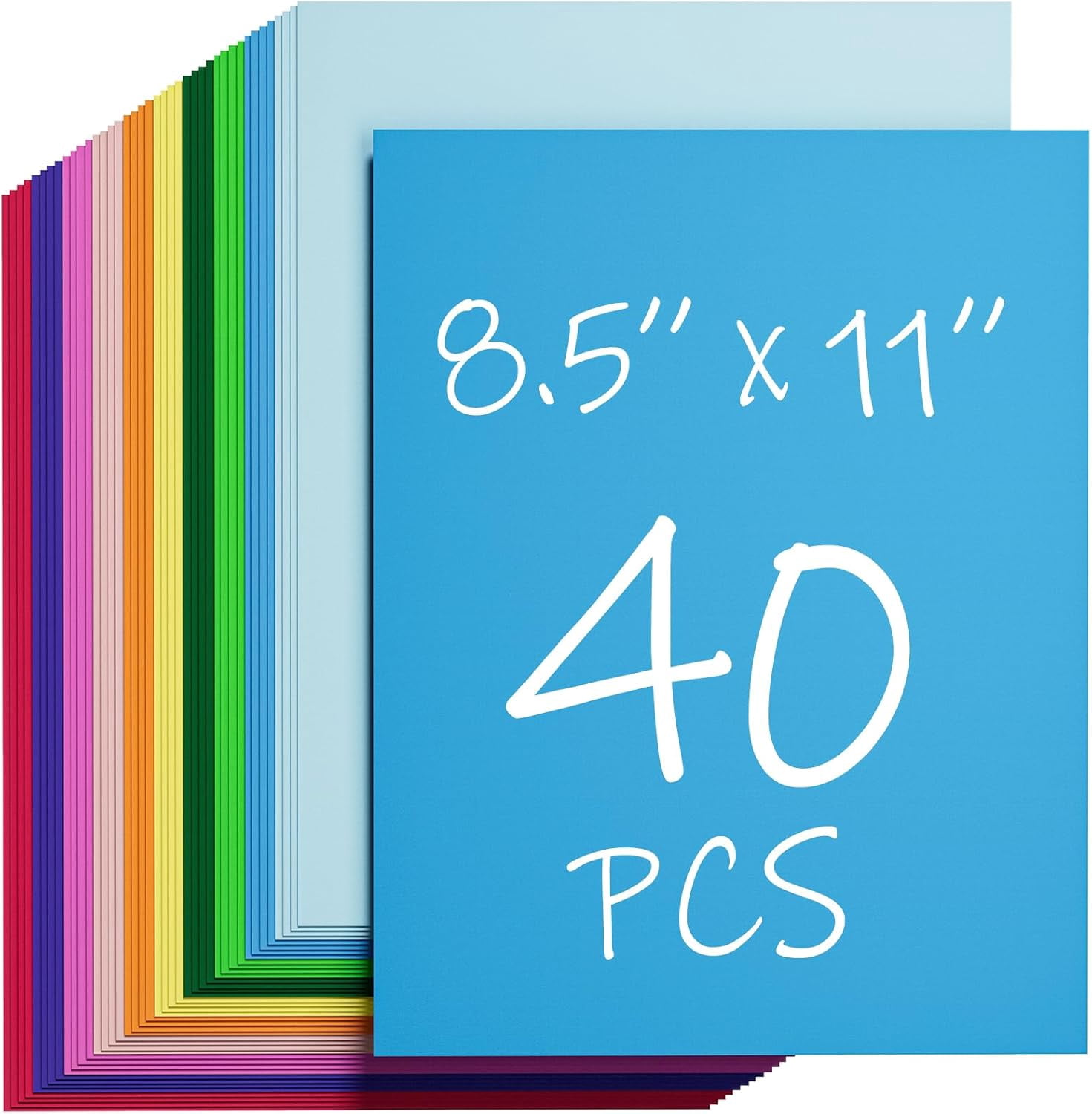 40 Sheets Colored Cardstock, 10 Assorted Colors 8.5 x 11 Cardstock ...