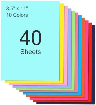 40 Sheets Colored Cardstock 10 Colors, 8.5x11 Color Cardstock Bulk ...