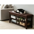 40" Shoe Bench with Leather Cushion, 2-Tier Shoe Rack Entryway Bench ...