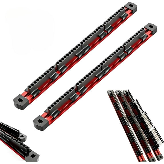 40-Slot Magnetic Hex Bit Organizer Rail - Aircraft-Grade Aluminum 1/4 ...