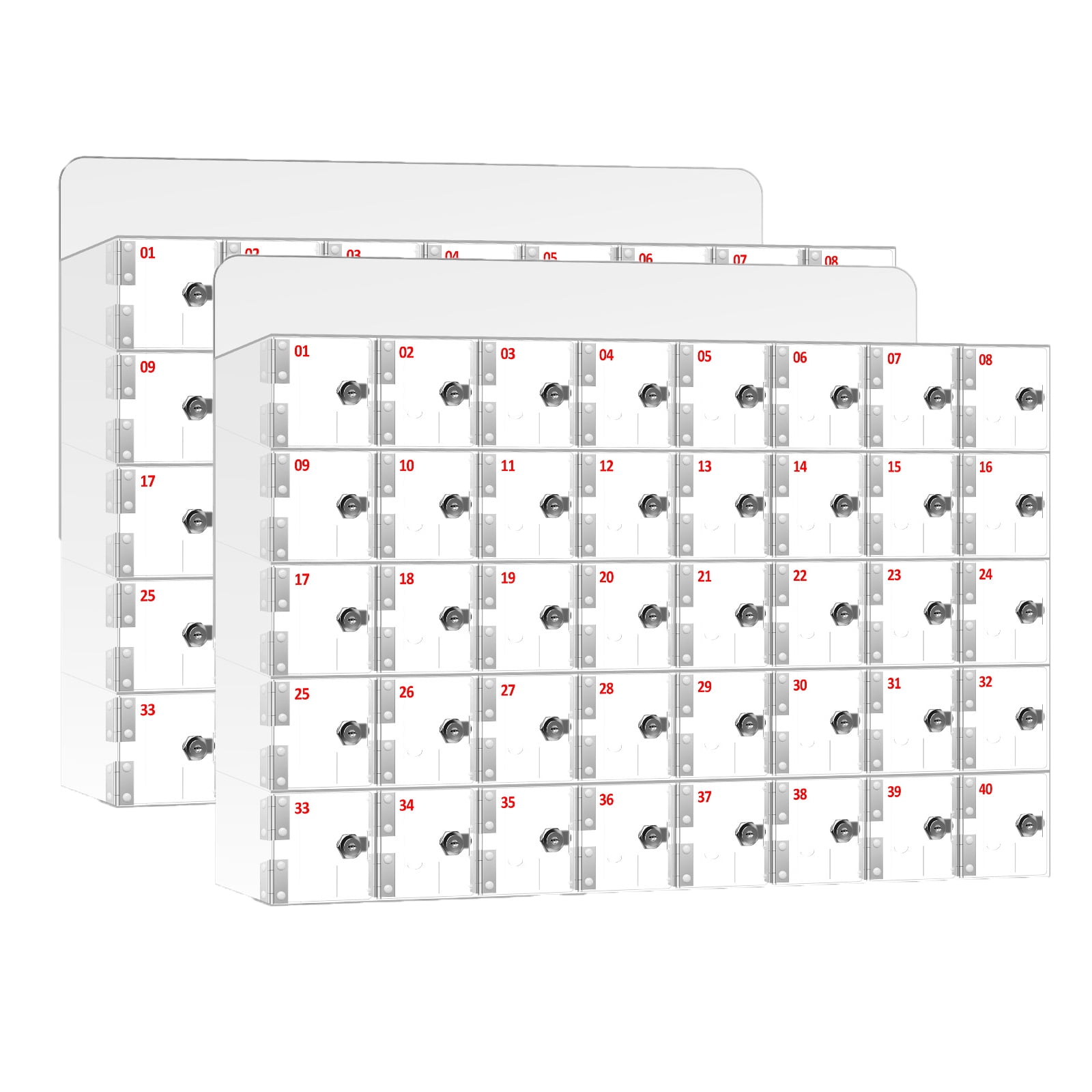 40 Slots Acrylic Clear Cell Phone Storage Locker Wall Mounted Locker ...