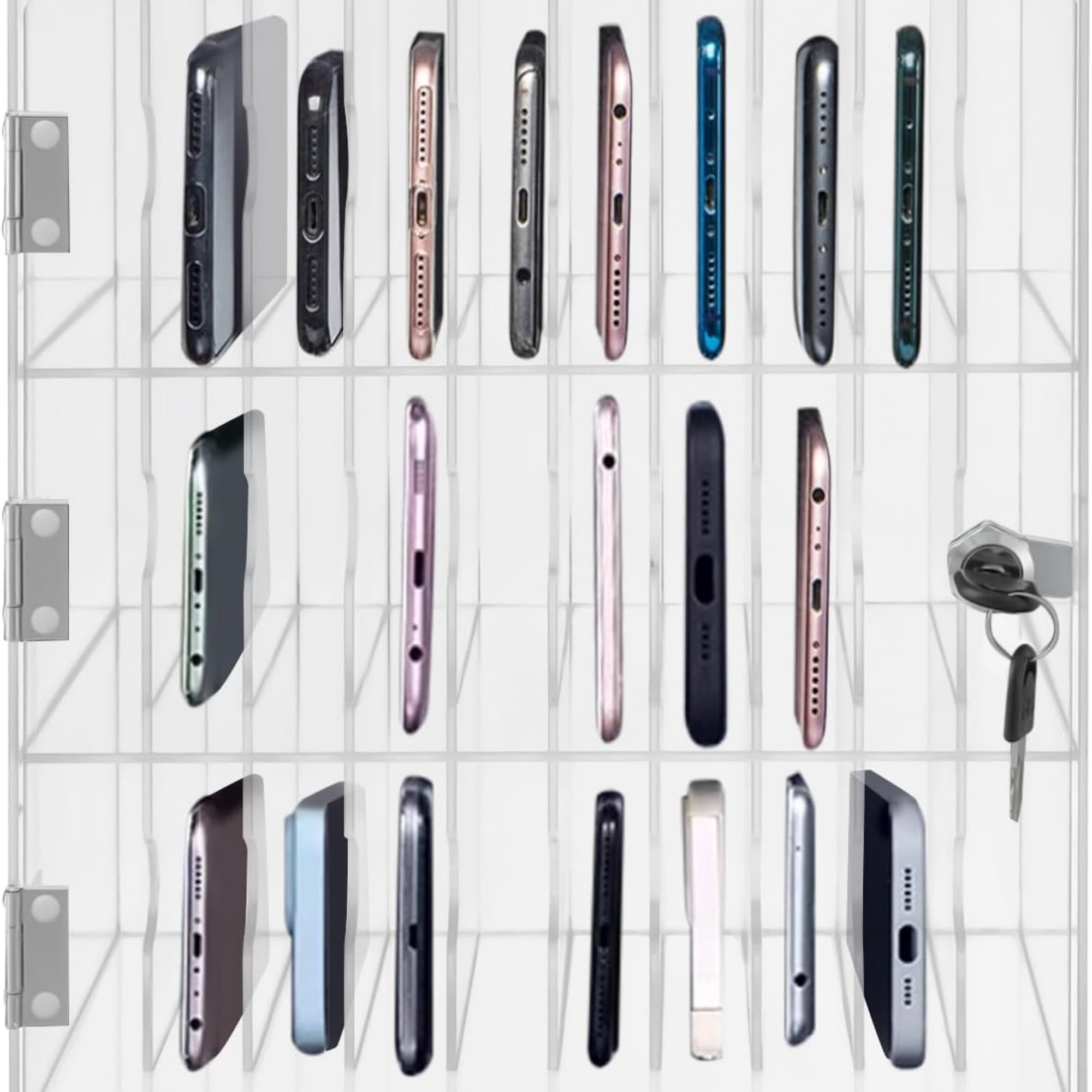 40 Slots Acrylic Wall Mount Cell Phone Locker with Key Locks for School ...
