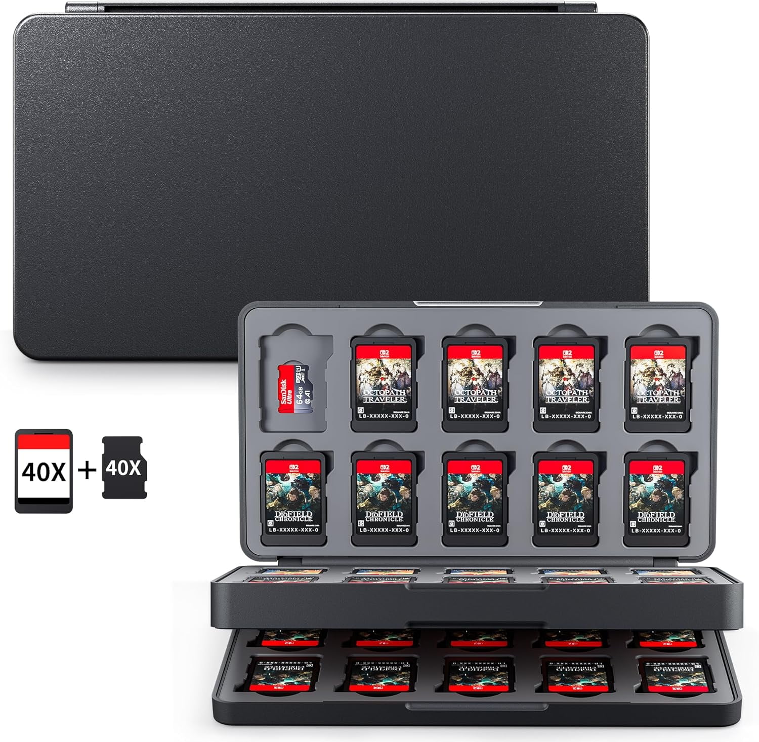 40 Slots Switch Game Card Case for NS/OLED/Switch 2 2025, Portable ...