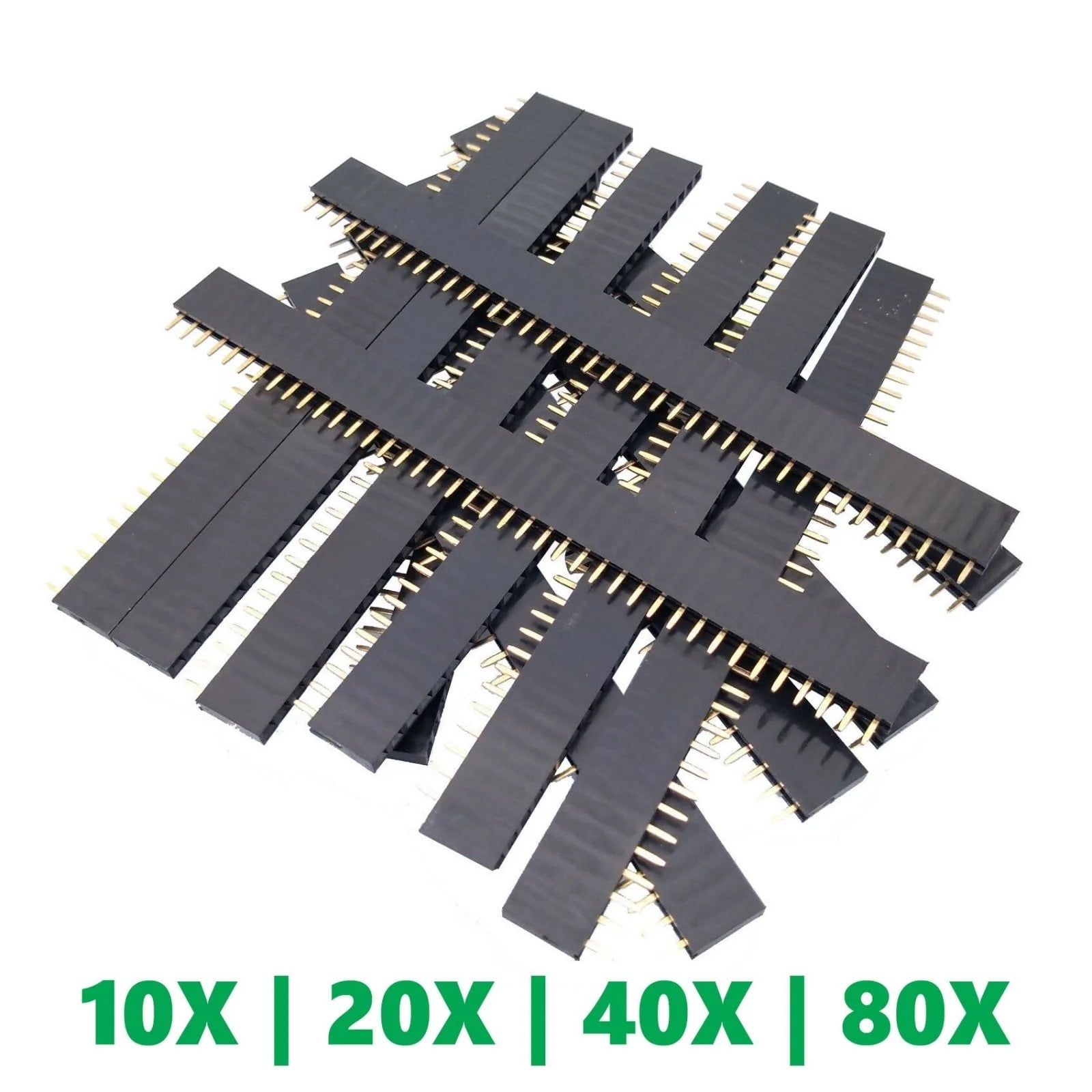 40-Socket Female Header 0.1" 2.54mm Breadboard/PCB Strip Connectors 10 ...
