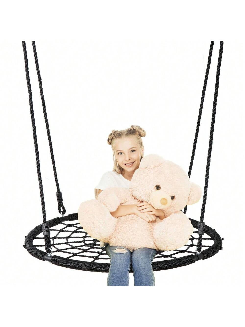 40'' Spider Web Tree Swing Round Net Platform Rope Swing Set For Adult Black - Walmart.com