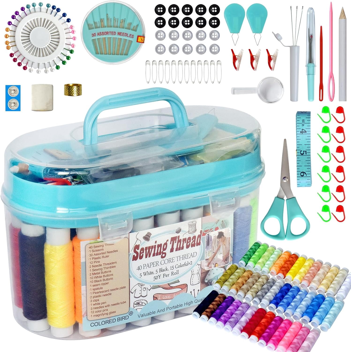 40 Spools of Sewing Thread,Gift Box Portable Basic Sewing Repair Kits ...