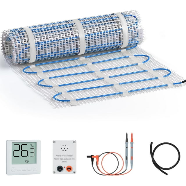 40 Sqft Electric Heated Floor Mat Kit, 120V Electric Radiant Floor ...