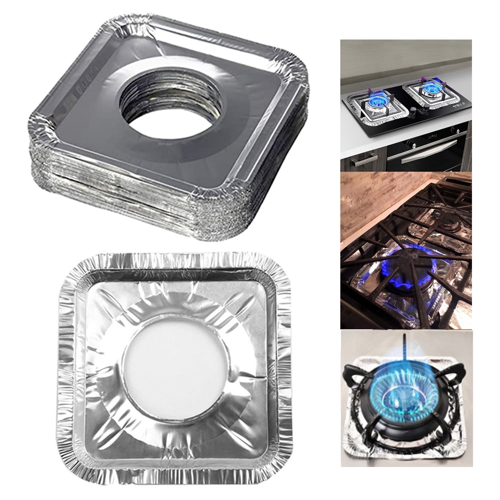 40 Square Gas Liners Aluminum Foil Burner Bib Covers Disposable ...