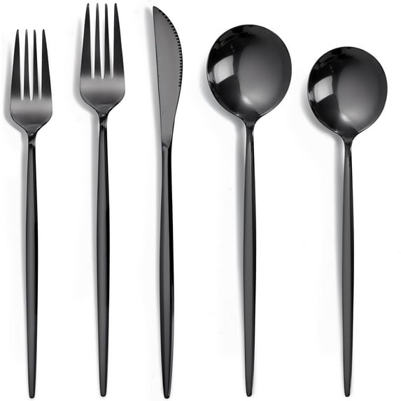 40- Stainless Black Silverware Set for 8 - Black Utensils Set Include ...