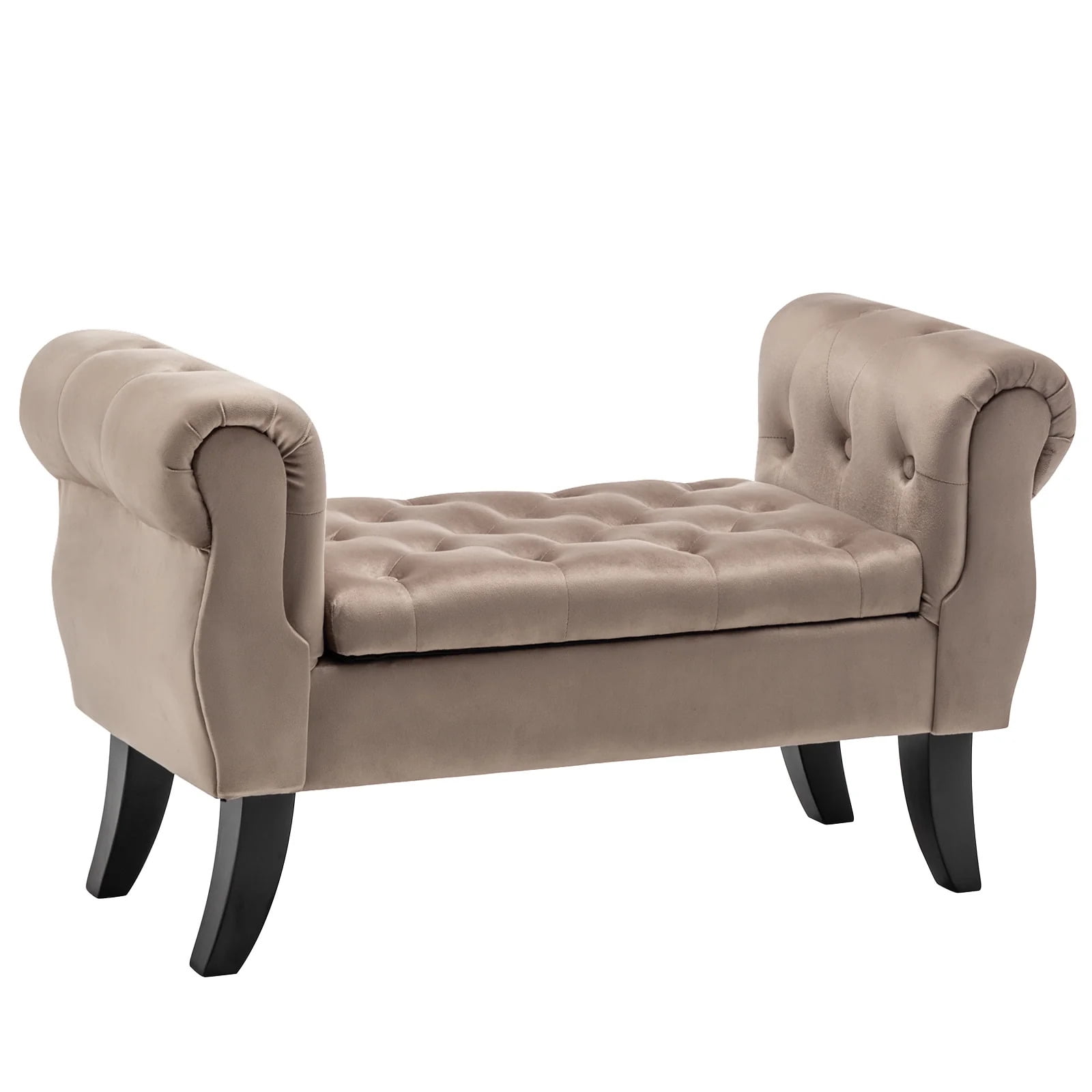 40" Storage Bench for Bedroom End of Bed Rolled Armed Velvet Button ...