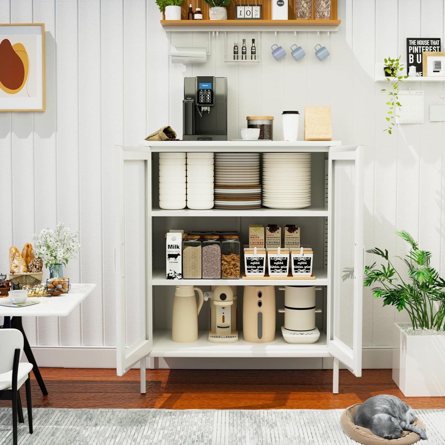 40" Storage Pantry, Kitchen Storage Cabinet with Mesh Door, 2 ...