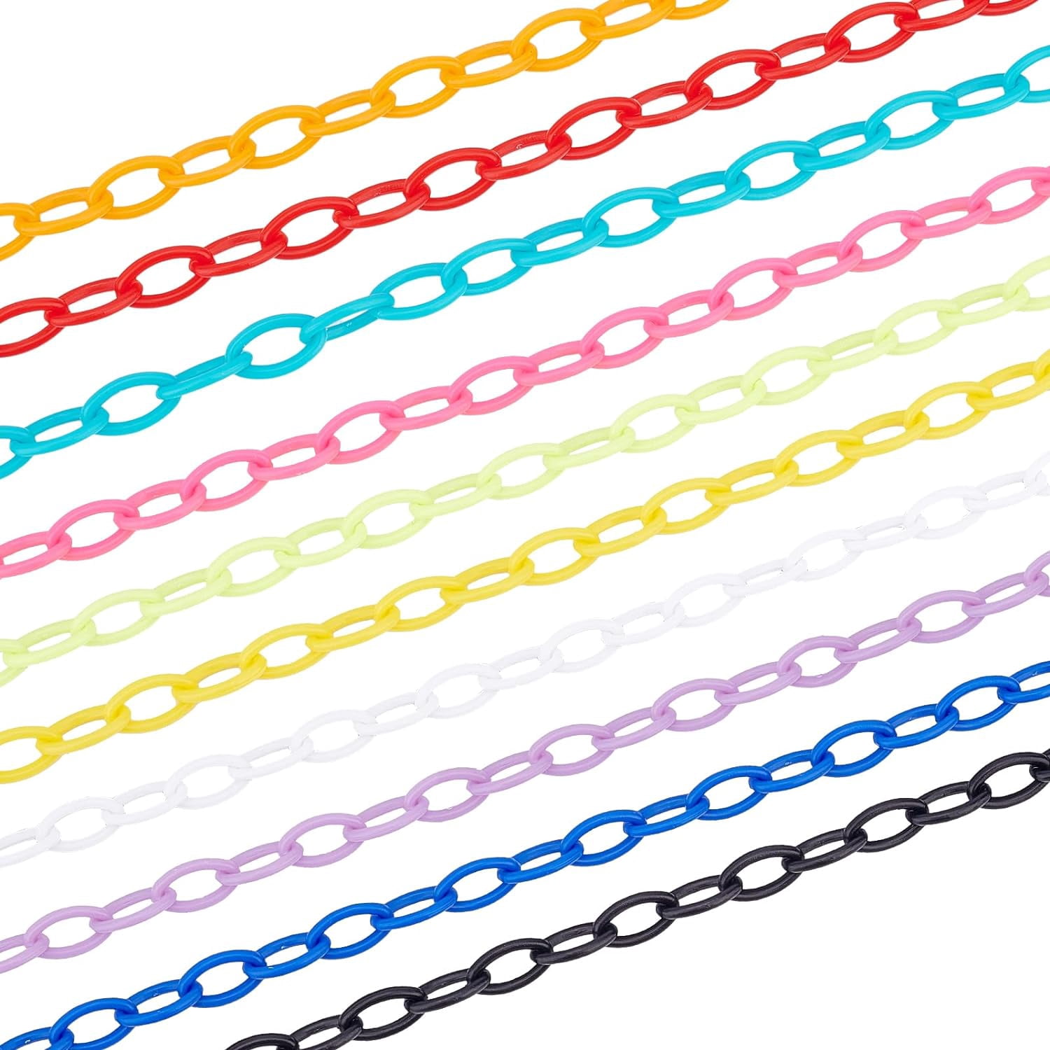 40 Strand Acrylic Cable Chains 10 Colors Oval Shape Curb Chain 18.5 ...