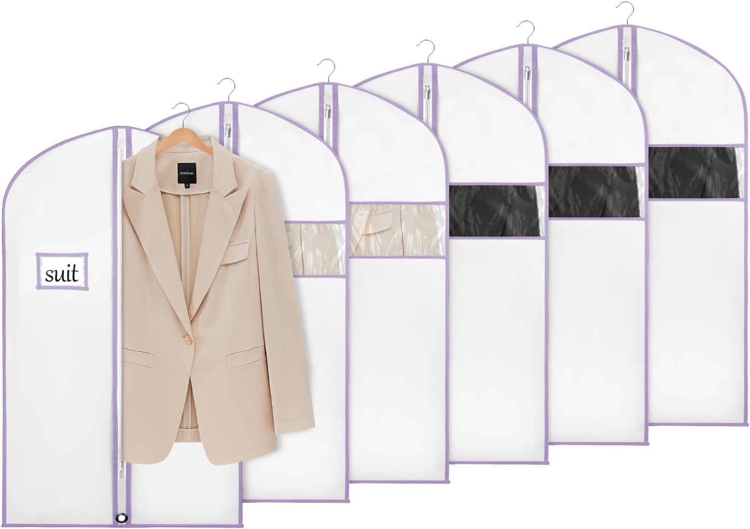 40" Suit Bags for Closet Storage (Set of 6) Garment Bags for Hanging ...
