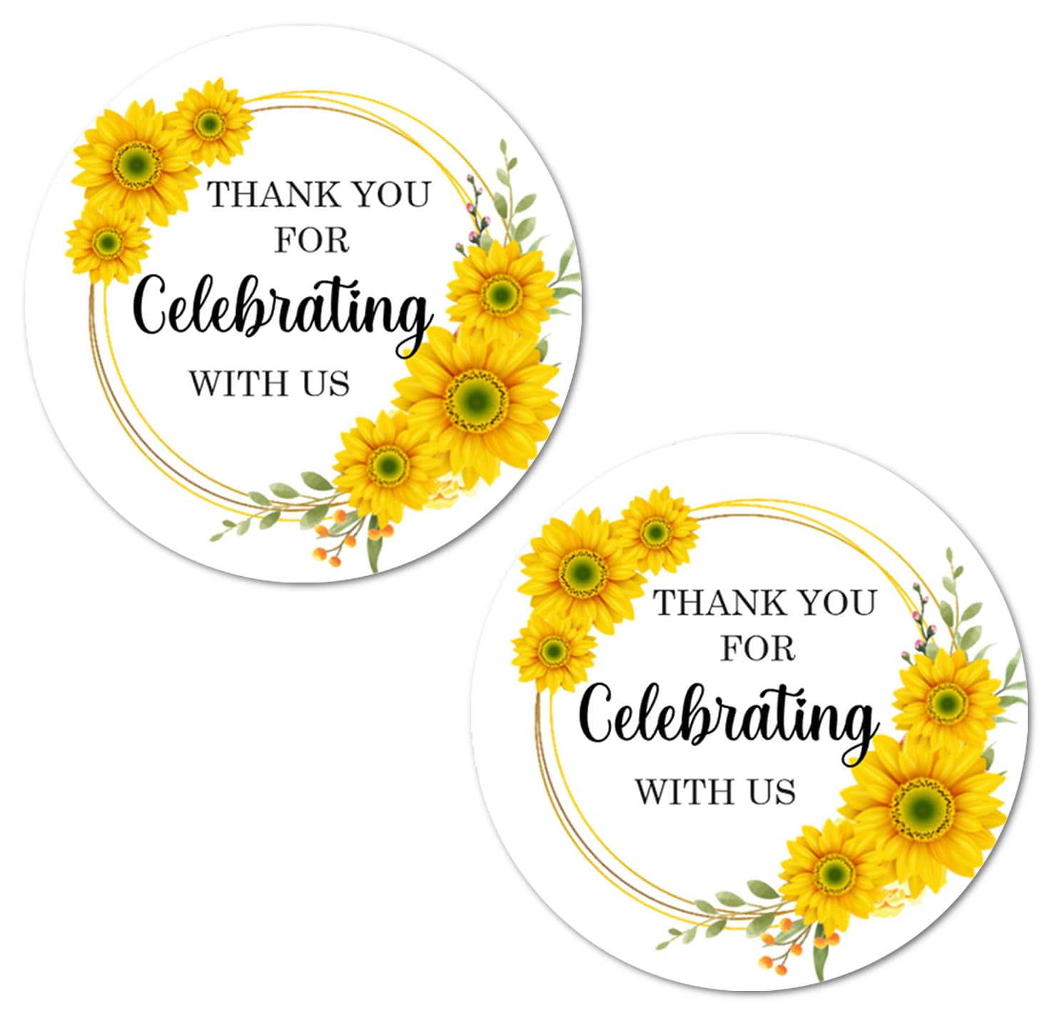 40 Sunflower Thank You For Celebrating With Us Stickers, 2 Inch Big ...