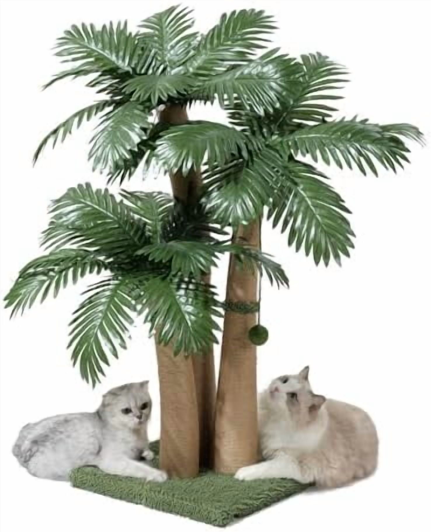 40'' Tall Cat Scratching Post Cat Tree, 3 Curved Design Palm Tree Cat ...