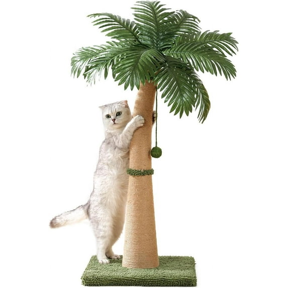 40'' Tall Cat Scratching Post Cat Tree, Curved Design Cat Scratcher ...