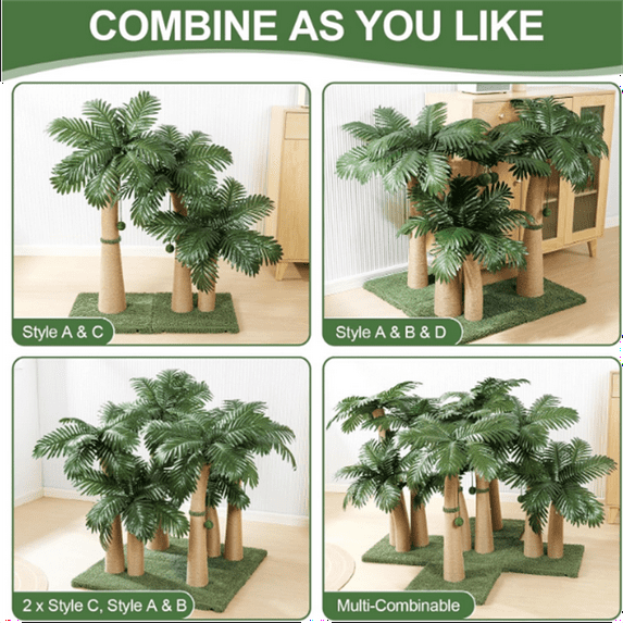 40'' Tall Cat Scratching Post Cat Tree, Curved Design Cat Scratcher ...