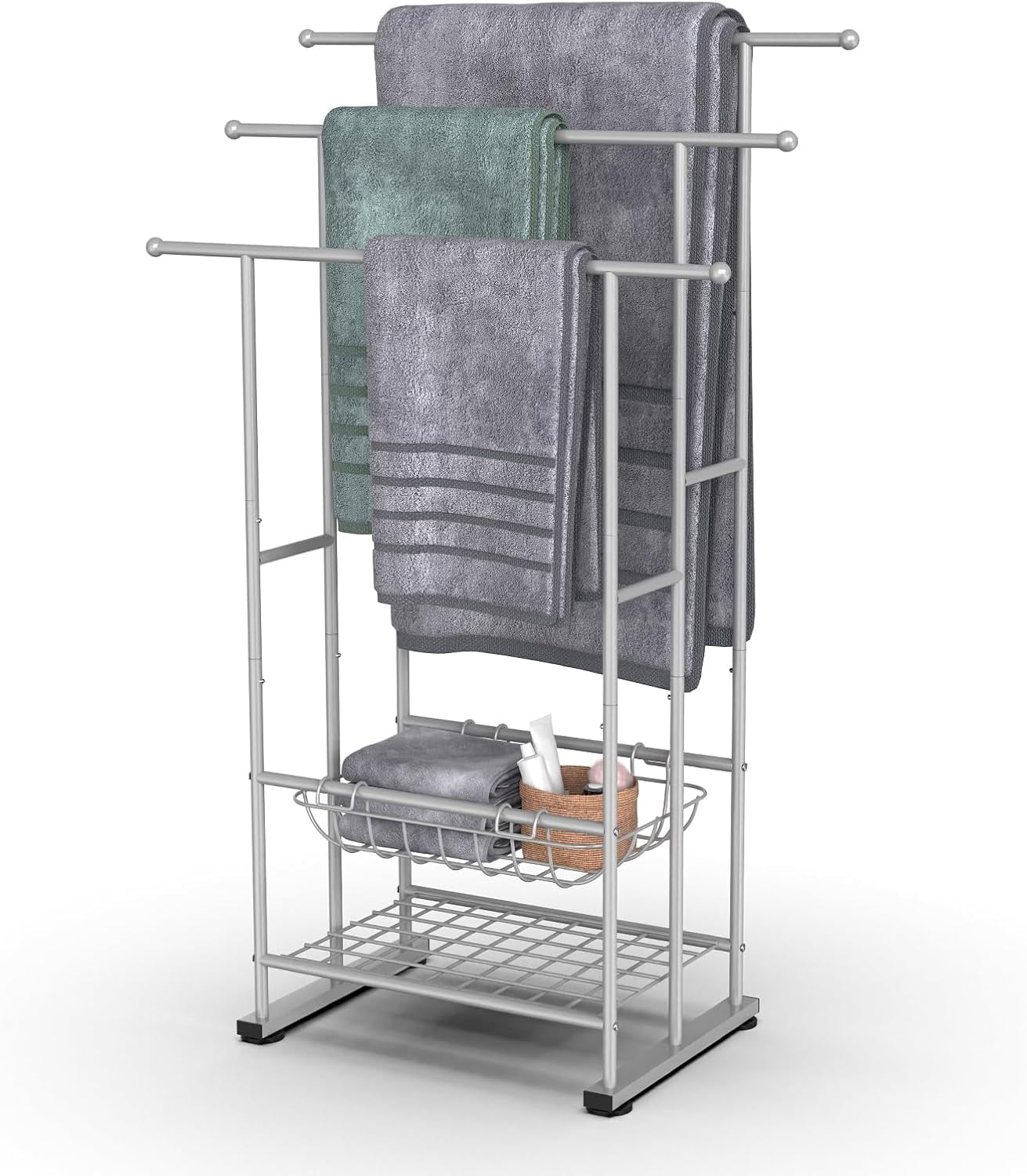 40" Tall Freestanding Towel Rack for Bathroom, 3 Tier Floor Towel Racks ...