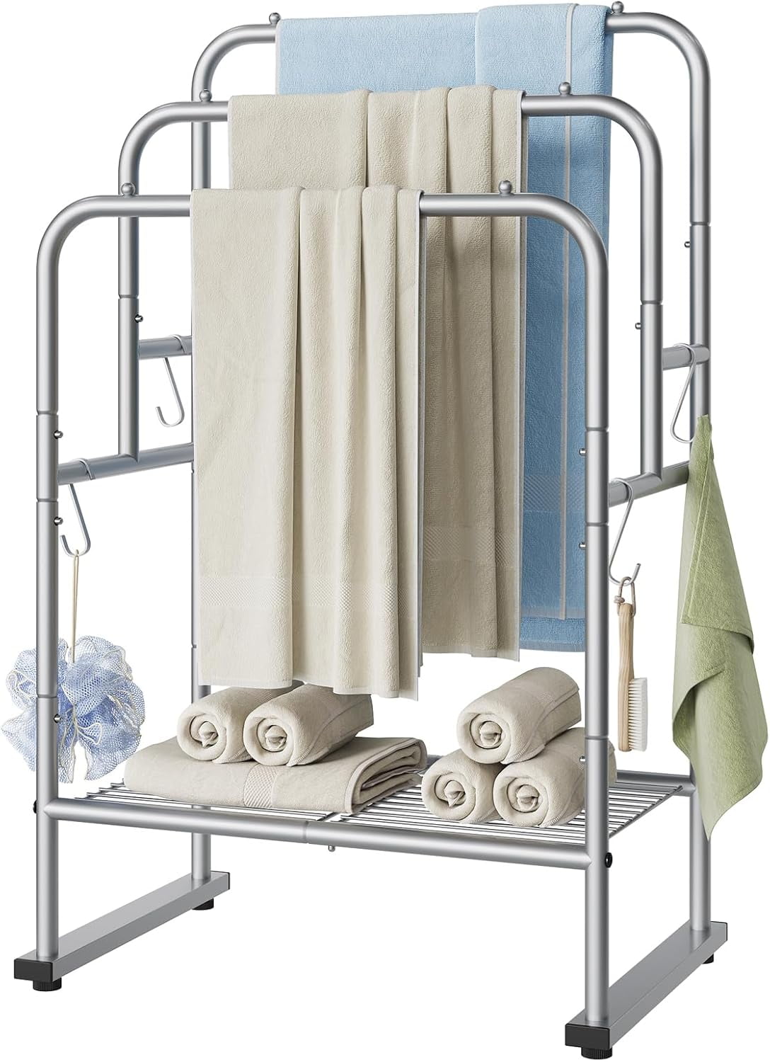 40'' Tall Standing Towel Racks, 3 Tier Towel Drying Rack for Outdoor ...