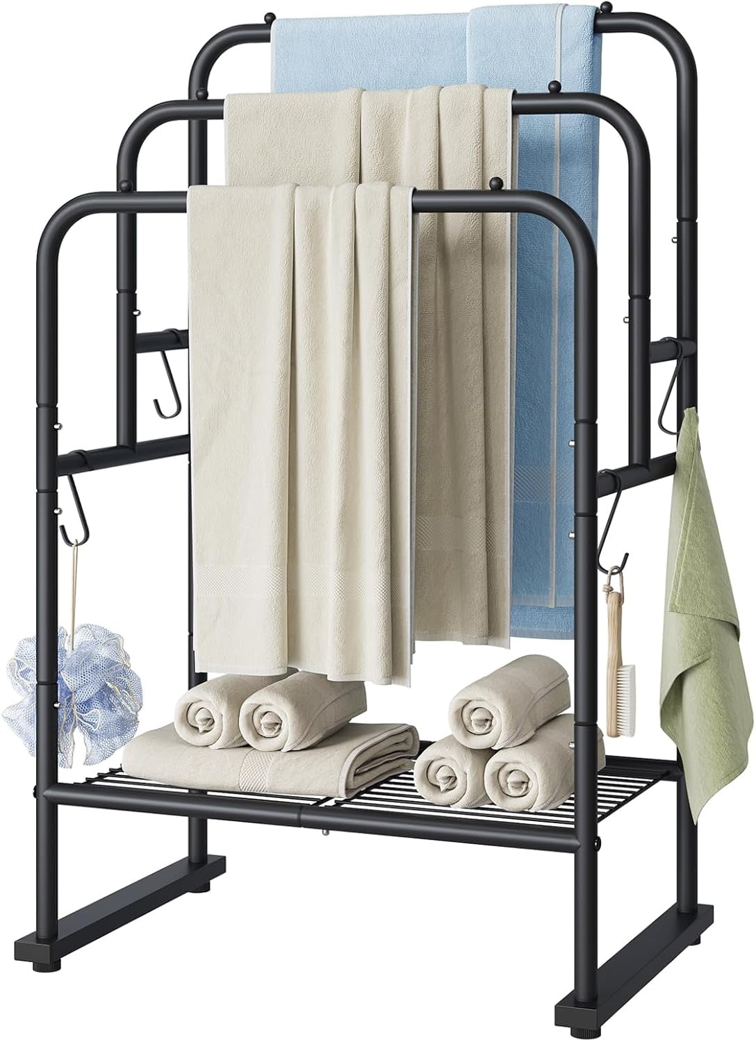 40'' Tall Standing Towel Racks, 3 Tier Towel Drying Rack Outdoor, Pool ...