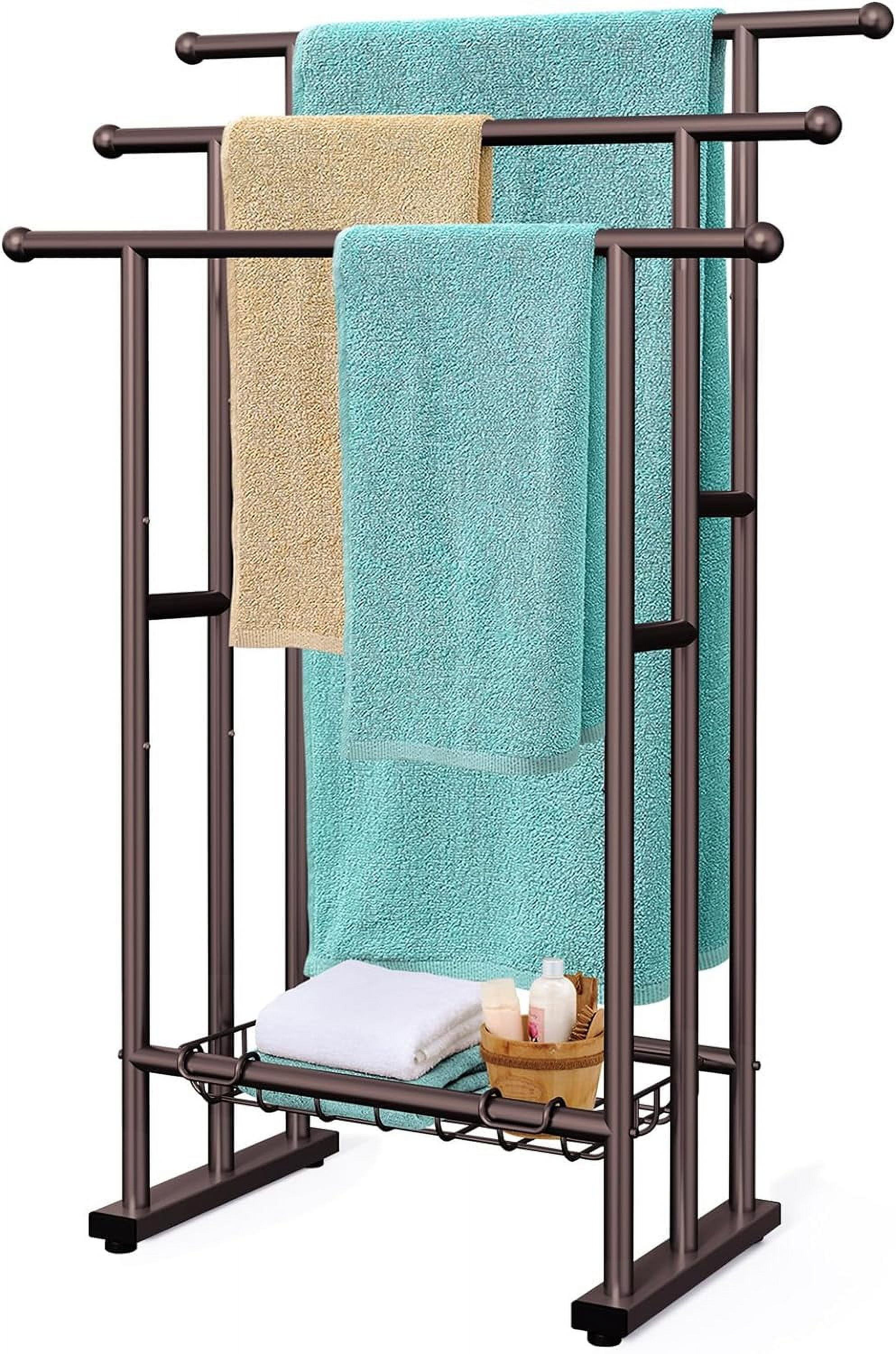 40" Tall Standing Towel Racks for Bathroom, 3 Tier Towel Rack Stand ...