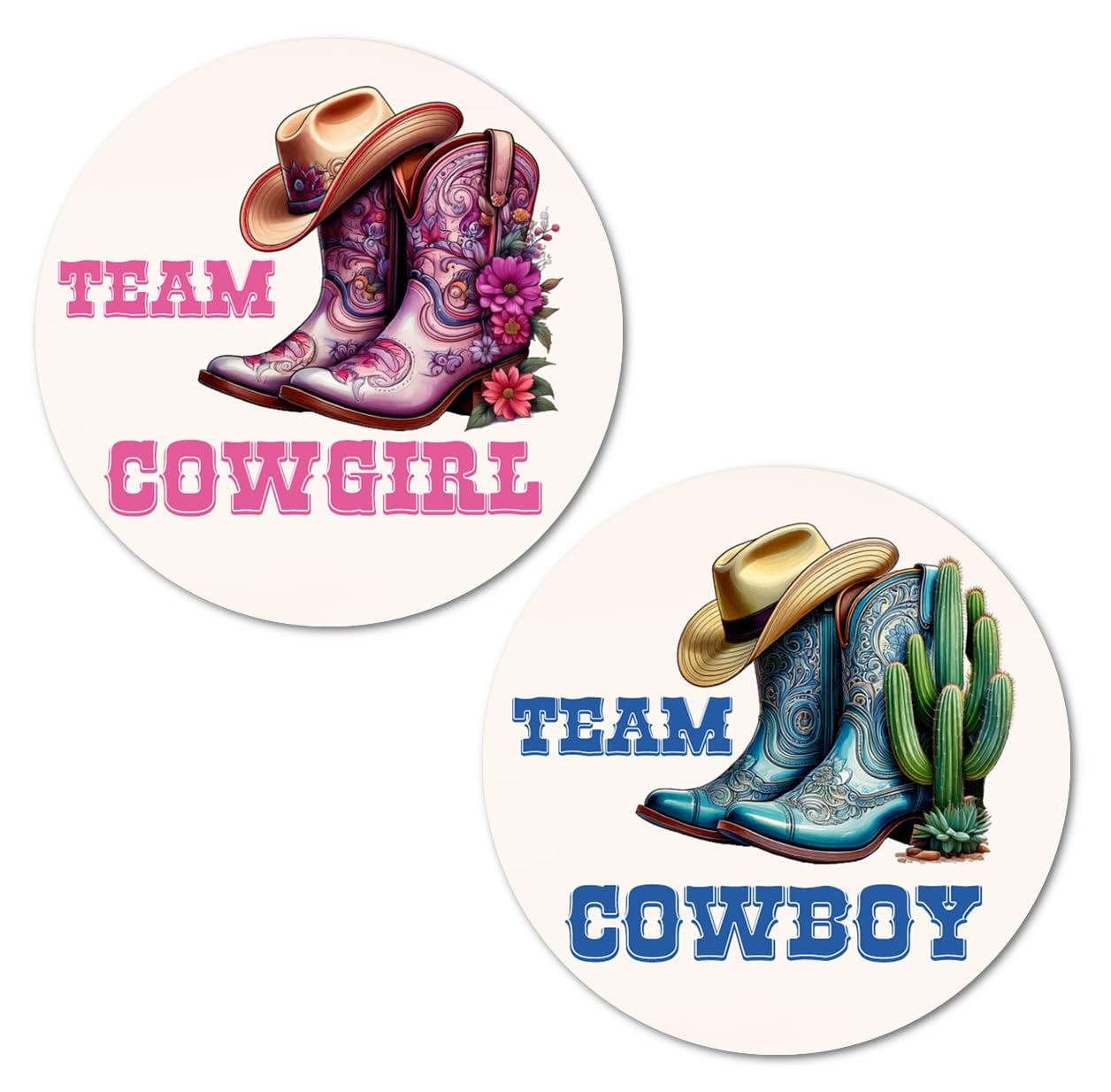 40 Team Cowgirl Team Cowboy boots Gender Reveal Stickers, 2 Inch Big ...