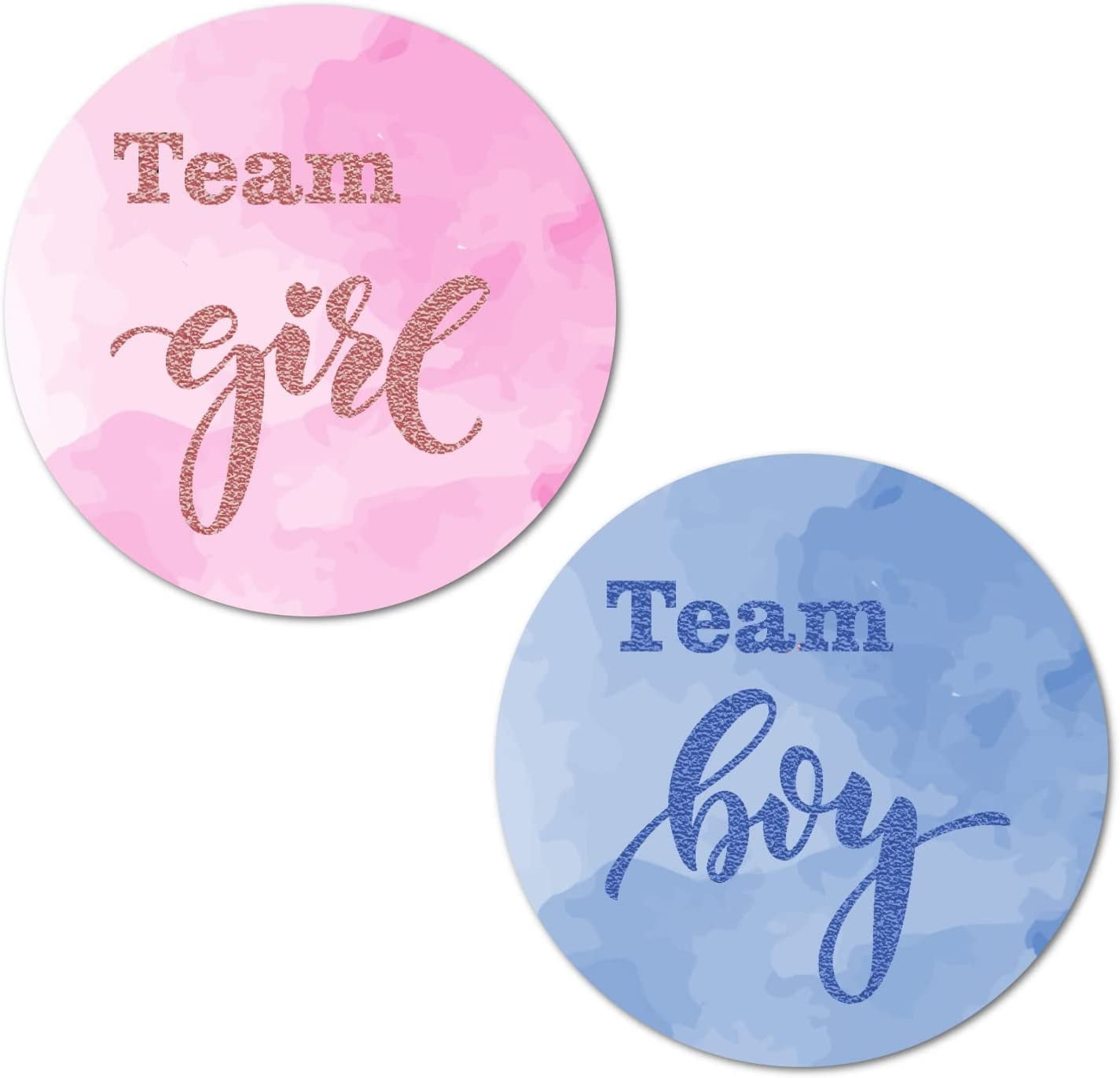 40 Team Girl/Boy Gender Reveal Stickers, 2 Inch, Pink/Blue, for Baby ...