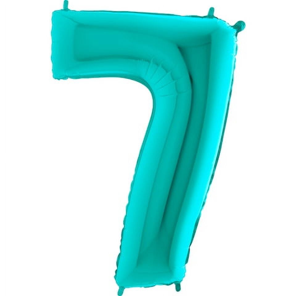 40" Tiffany Blue Number 7 Balloon - Shiny Mylar Balloon - Birthday ...