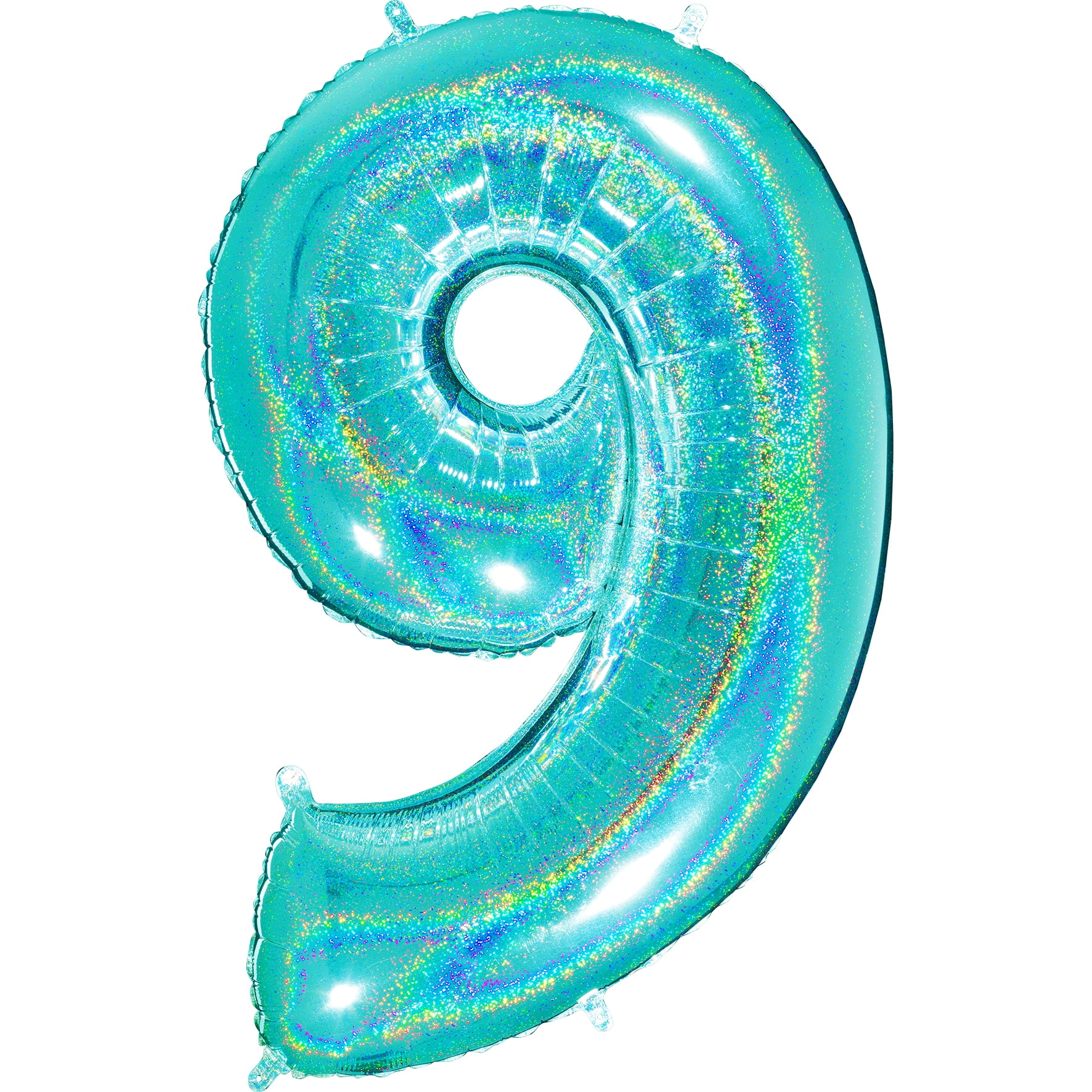 40" Tiffany Blue Number 9 Balloon - Holographic Mylar Balloon ...