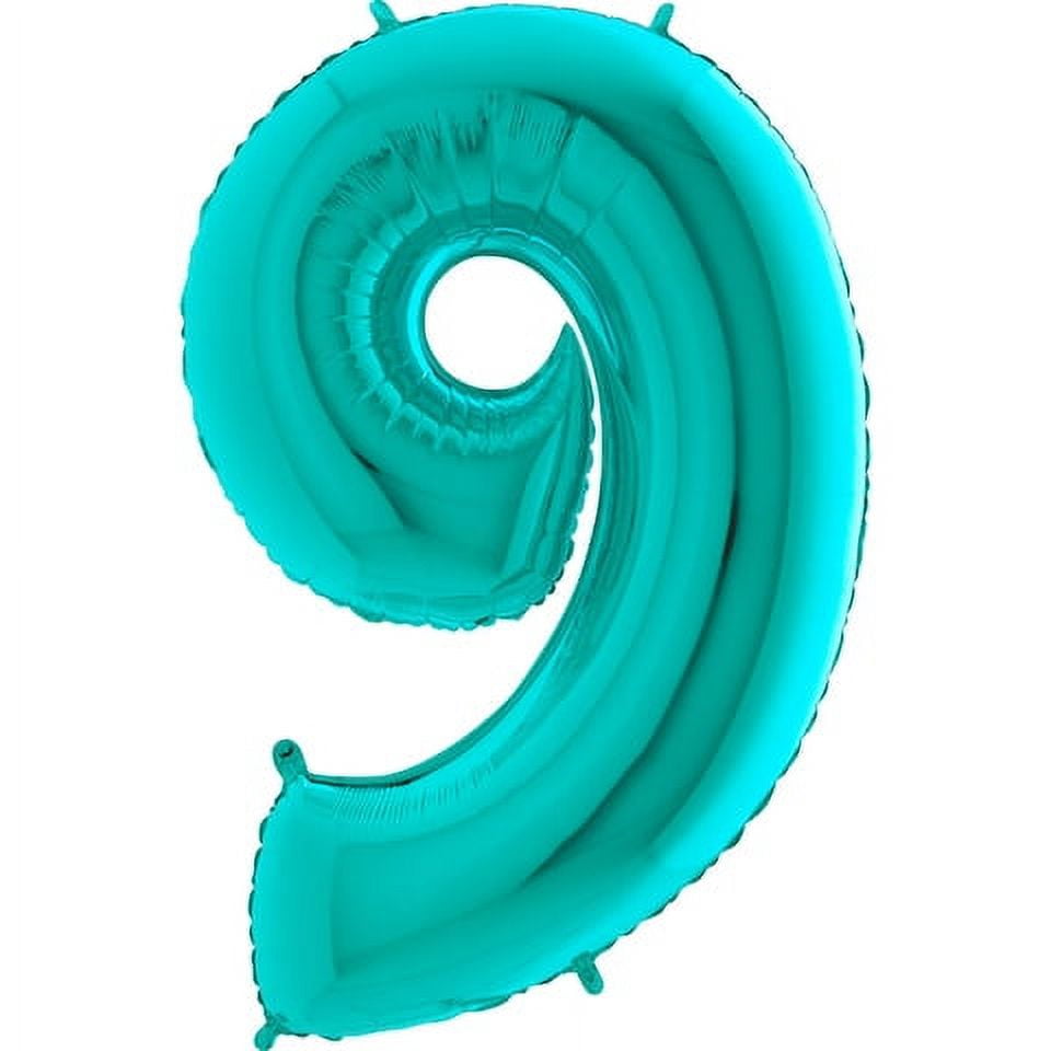 40" Tiffany Blue Number 9 Balloon - Shiny Mylar Balloon - Birthday ...