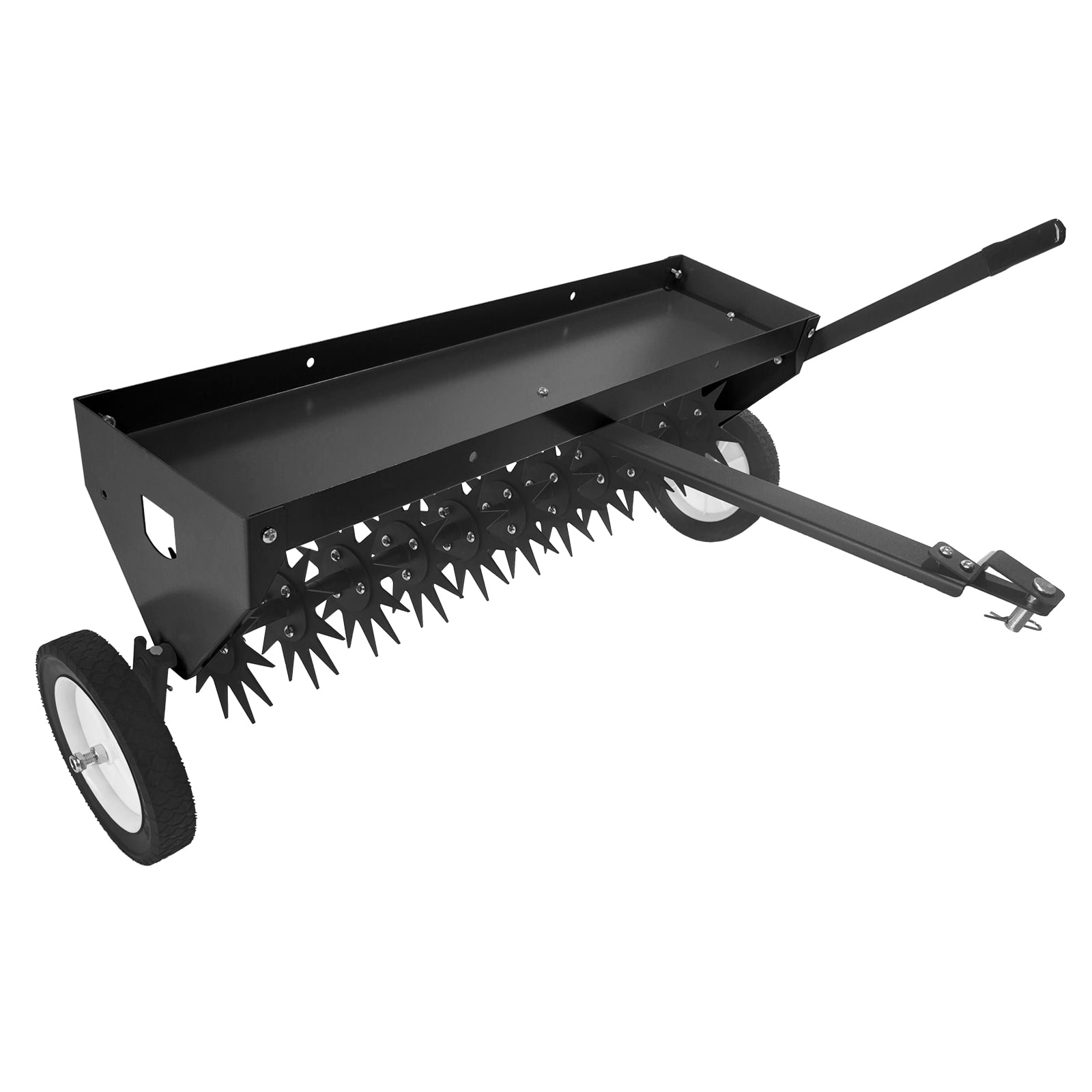 40" Tow Behind Aerator with Transport Wheels, Steel Tine Plug Aerator ...